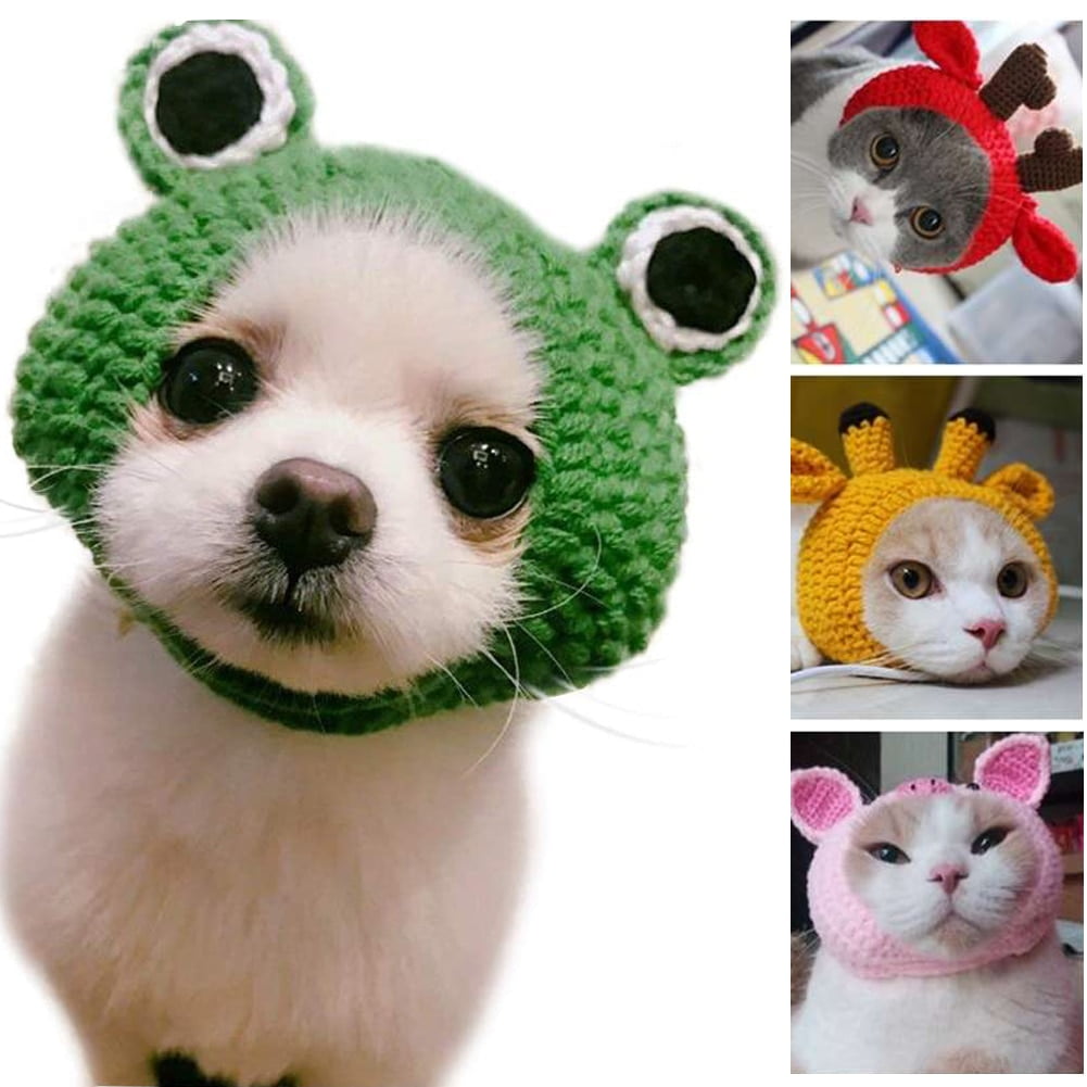 Ludlz Adorable Pet Funny Hat Cartoon Lion Shape Pet Cap Weaving Puppy ...