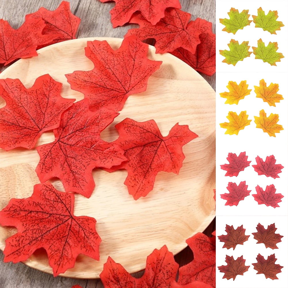 Ludlz Artificial Autumn Maple Leaves Fake Fall Leaves Bulk Fall Foliage ...