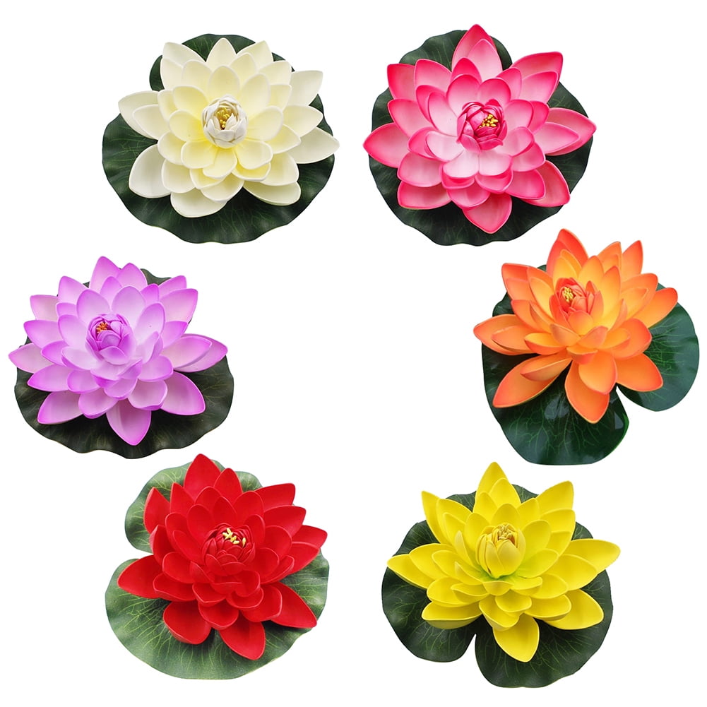 Ludlz Artificial Floating Lotus Flower Water Lily for Home Garden Pond ...