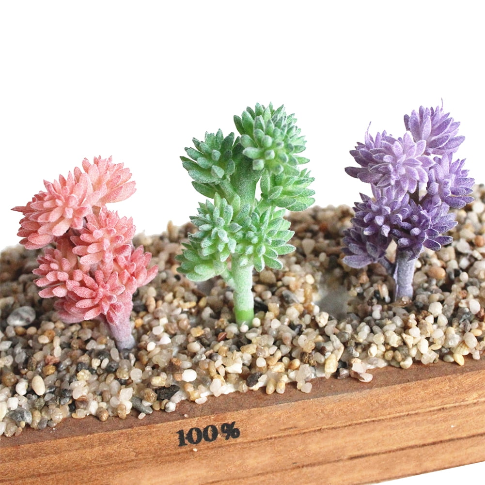 Ludlz Artificial Flocked Plants Plastic Succulent Unpotted Assorted ...