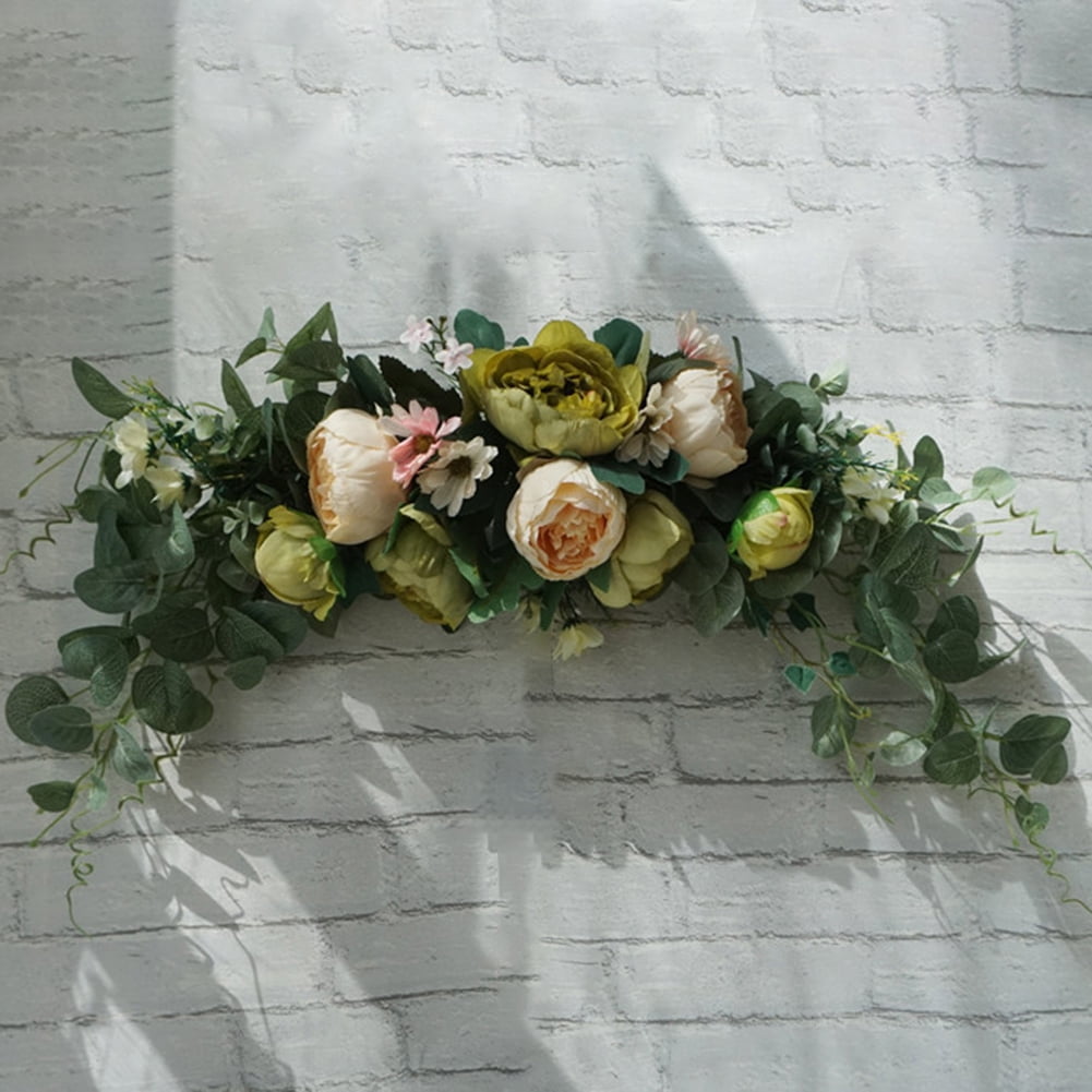 Ludlz Artificial Flower Wreath Door Threshold Garland Home Wedding ...