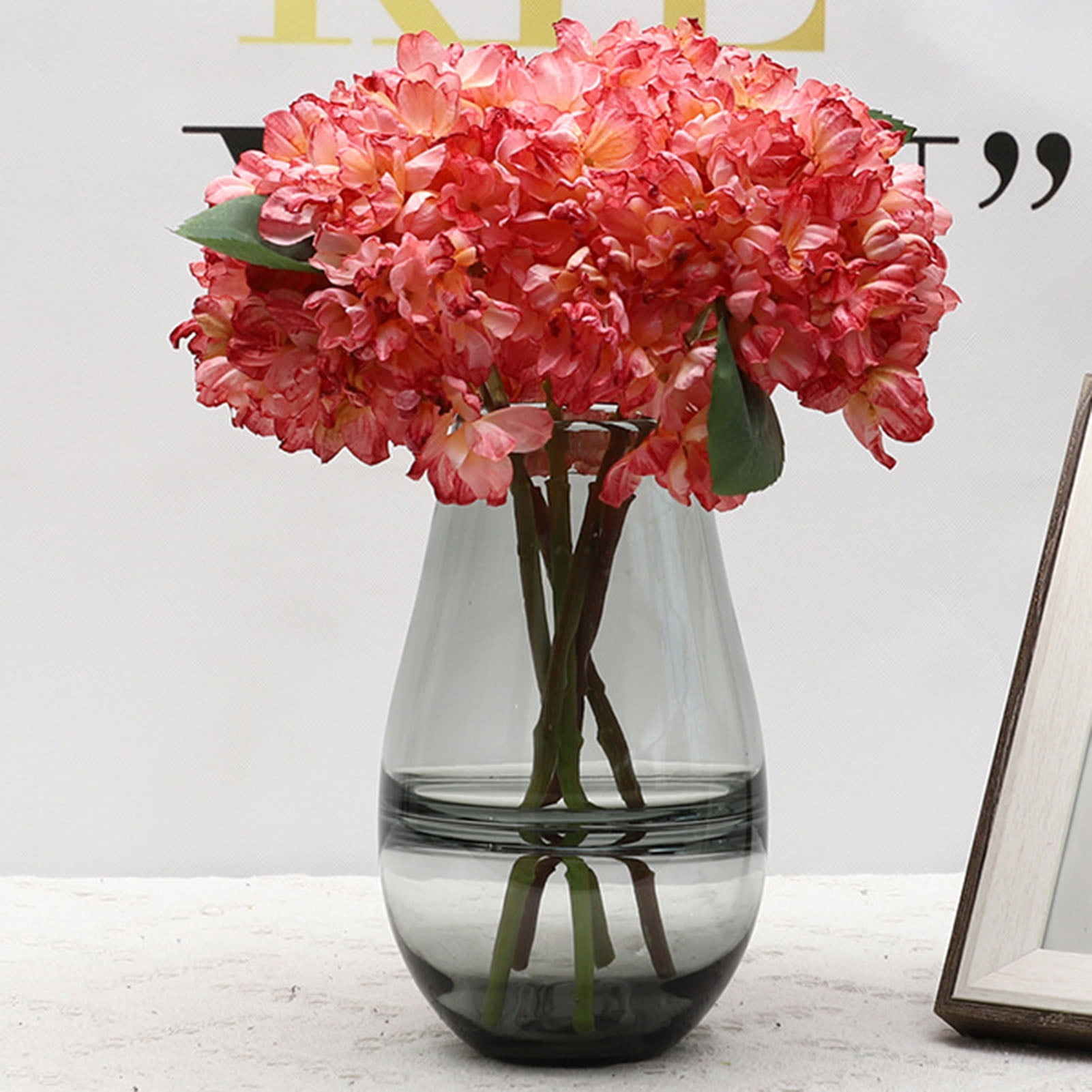 Ludlz Artificial Flowers Hydrangea with Ceramic Vase Silk Chrysanthemum ...