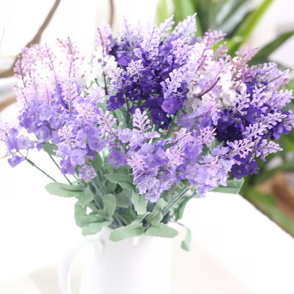 Ludlz Artificial Lavender Silk Flowers Plastic Fake Plant Make a ...