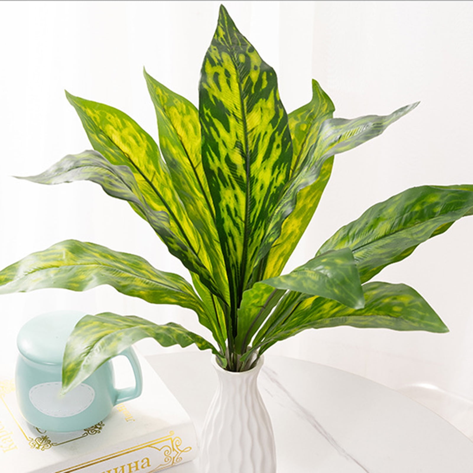 Ludlz Artificial Plants Leaves Faux Turtle Leaf Fake Tropical Large ...