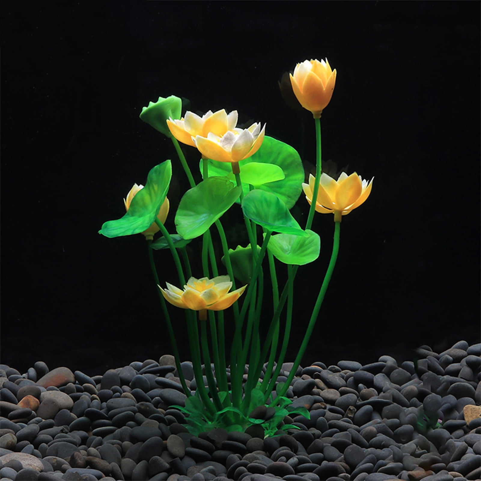 Ludlz Artificial Plastic Lotus, Aquarium Ornament Lifelike Plastic ...