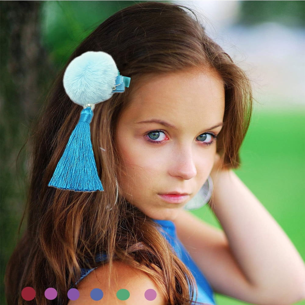 Ludlz Ball Pompom Hair Clips Tie Fall Autumn Pompom Baby Hair Clip Pom ...