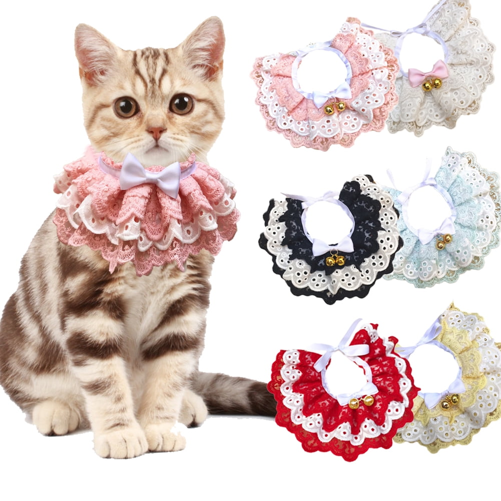 Ludlz Bandana for Cats, Princess Cat Collar with Bell Bib, Cute Lace ...