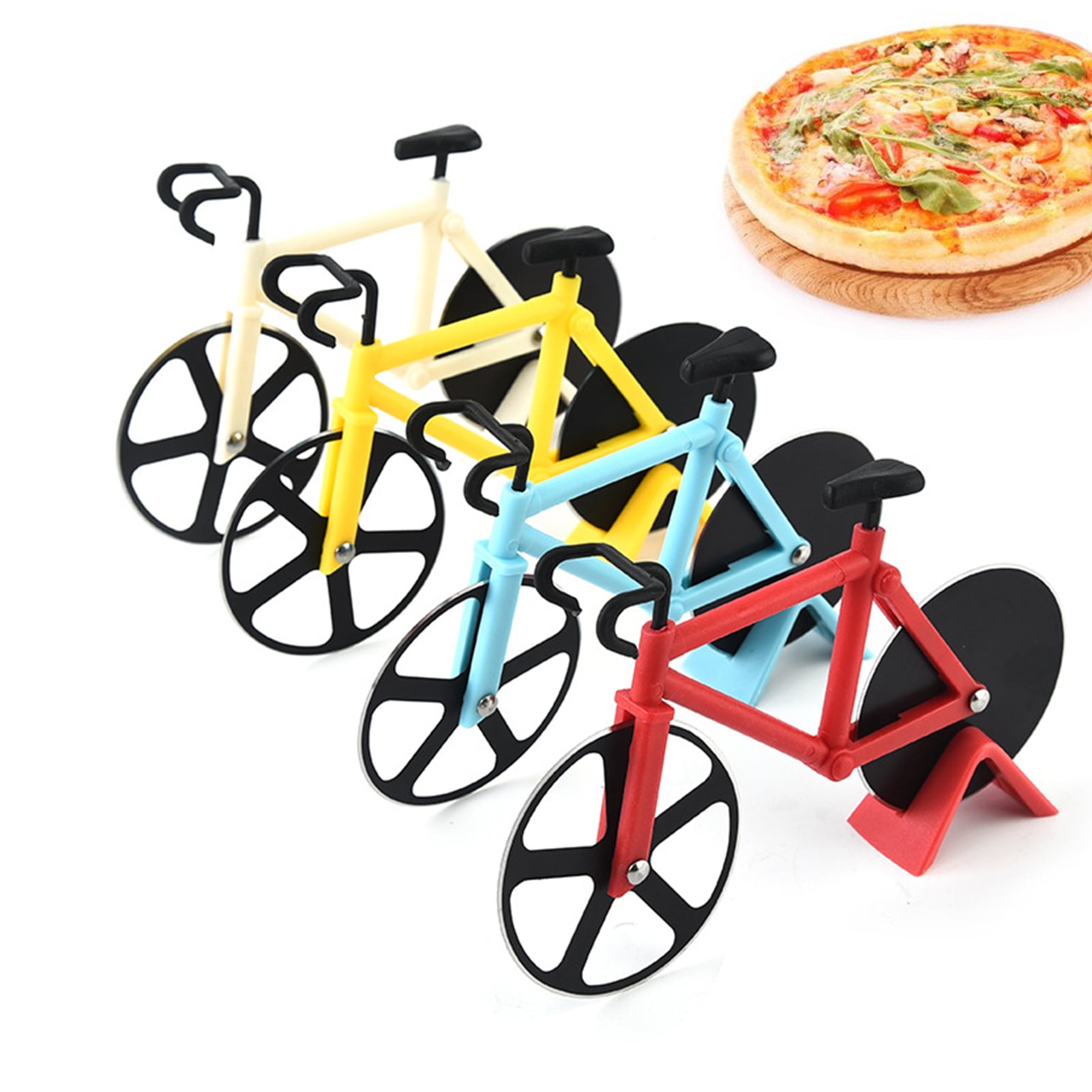 Ludlz Bicycle Shaped Pizza Cutter Non-sticky Sharp Double Wheel ...