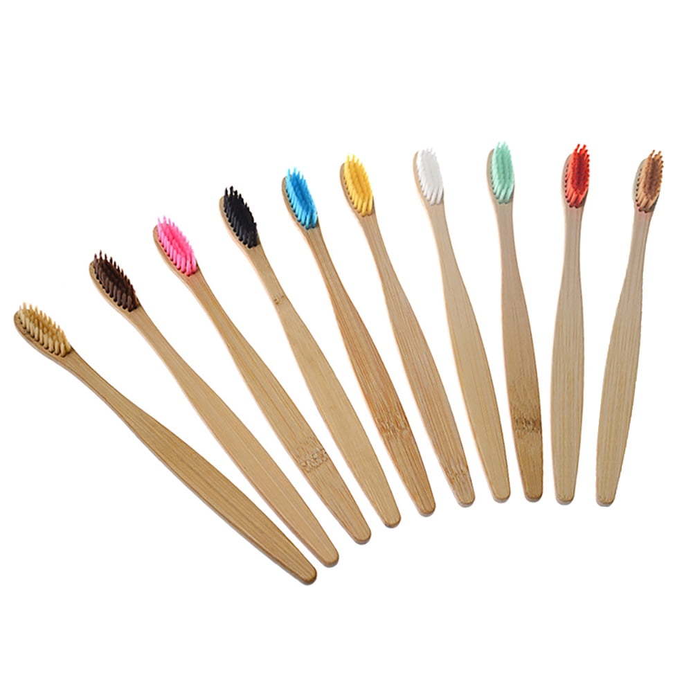 Ludlz Biodegradable Bamboo Soft Bristles Teeth Toothbrushes, 10 Piece ...