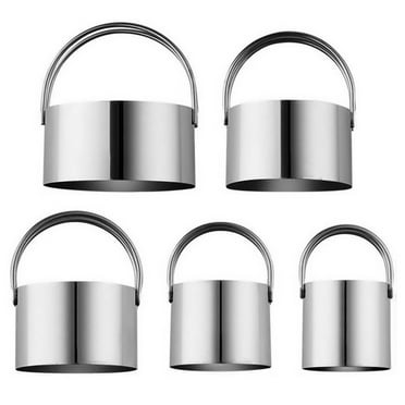5 Piece Stainless Steel Biscuit Cutter Set with Handle for Cookies ...