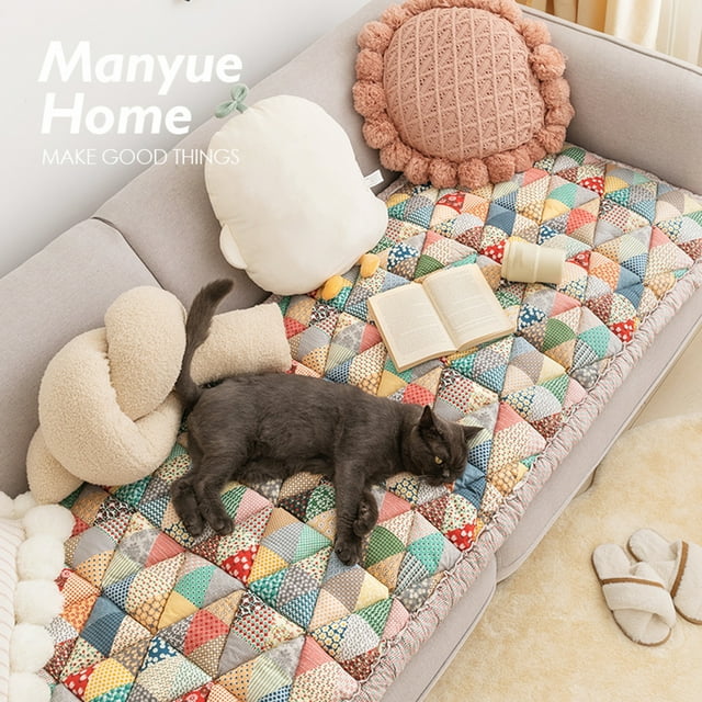 Ludlz Bohemian Patchwork Sofa Cover Non-slip Quilted Floral Print Soft ...