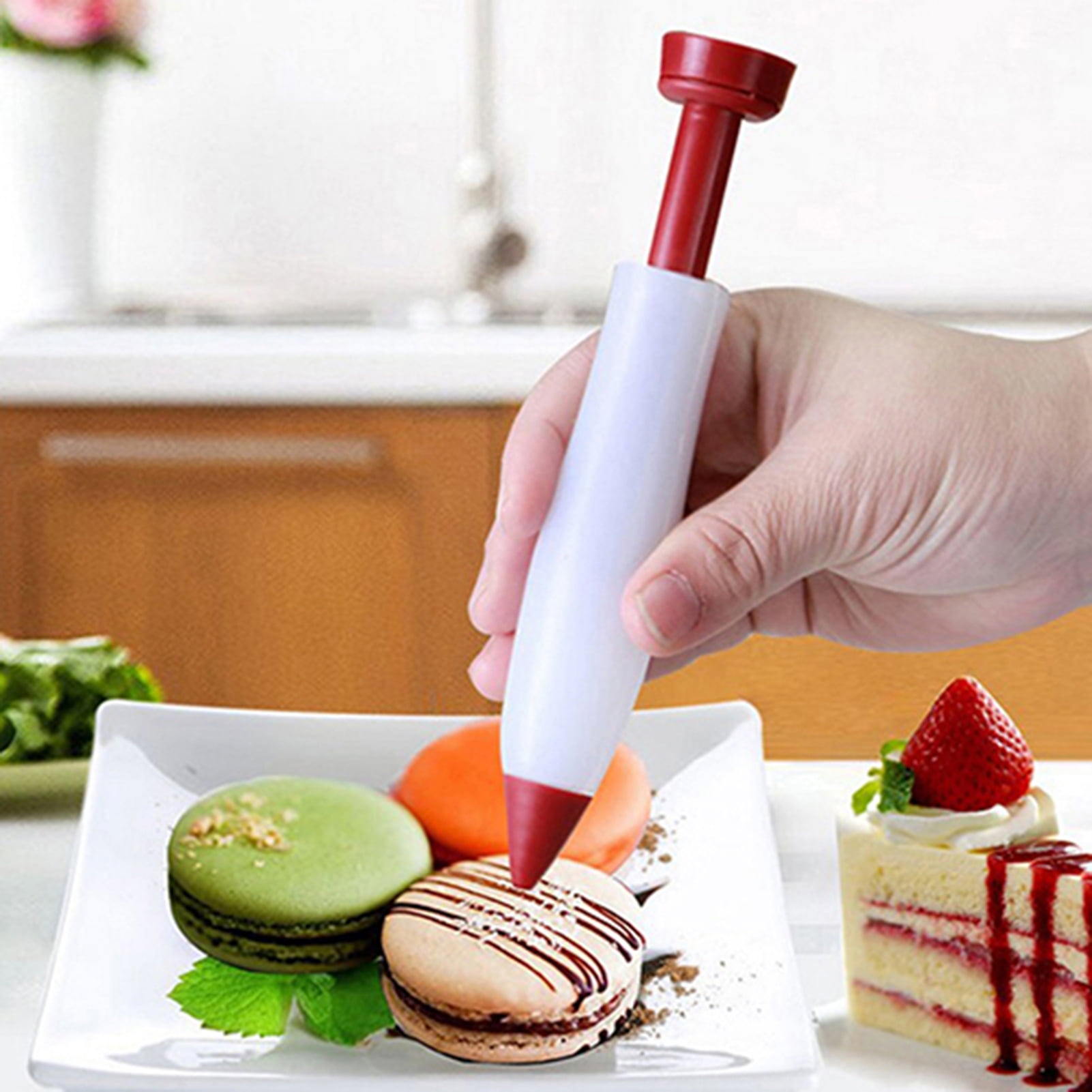 Ludlz Cake Silicone Nozzle Syringe Pastry Icing Writing Pen DIY Baking ...