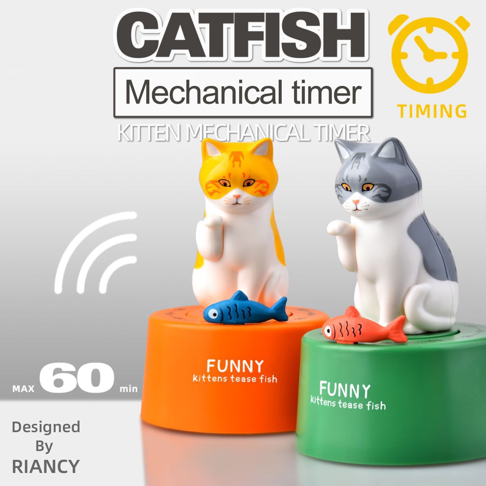 Ludlz Cartoon Mechanical Timer Cute Animal Shape 60-Minute Wind Up 360 ...