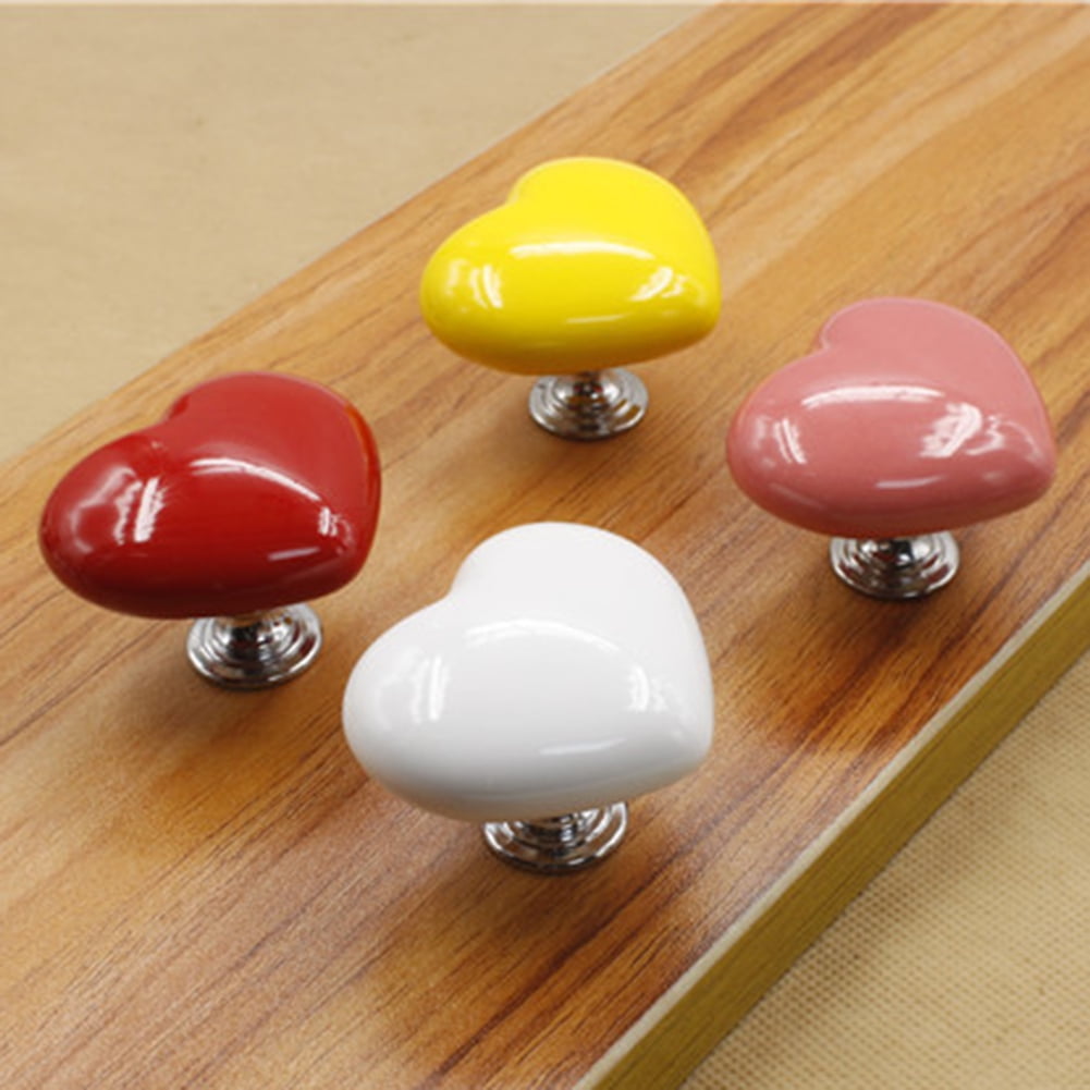 Ludlz Ceramic Knobs Drawer Heart Shaped Pull Handle Furniture Door ...