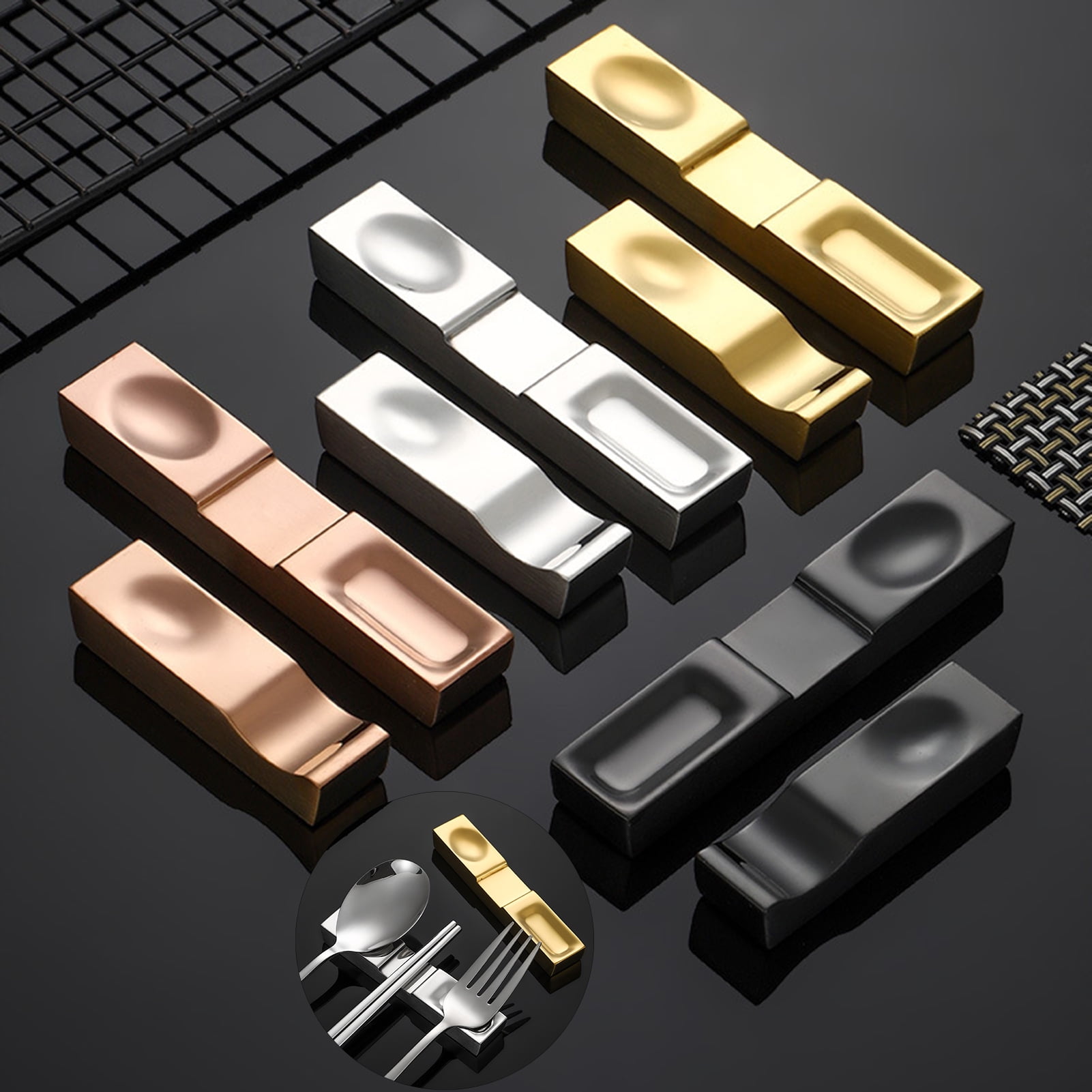 Ludlz Chopstick Rest Groove Design Mirror Polished Fork Holder Easy to ...