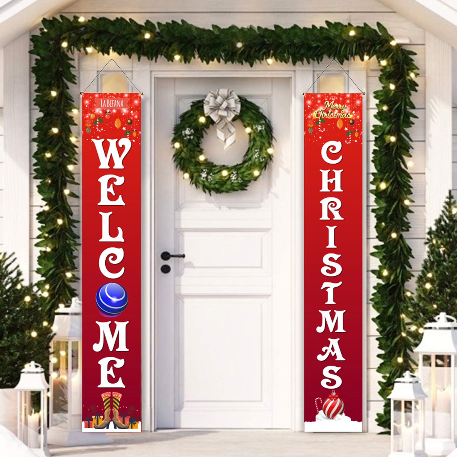 Ludlz Christmas Decorations Merry Christmas Banner Decor Porch Sign ...