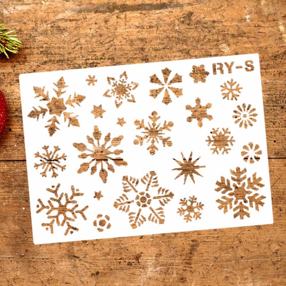 Ludlz Christmas Hollow Snowflake Shape DIY Stencil Wall Painting ...