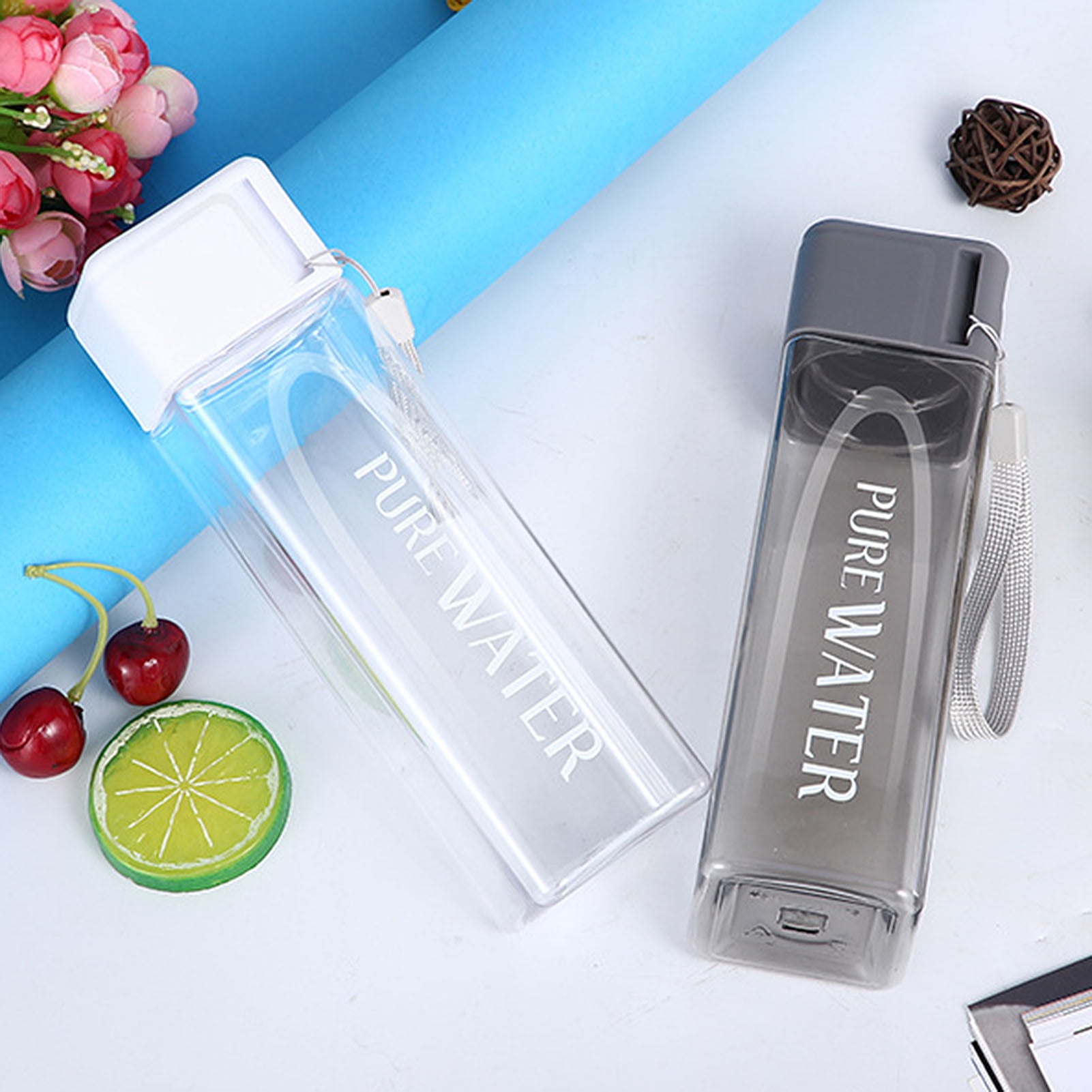 Ludlz Clear Square Milk Bottles BPA Free Portable Water Bottle For ...