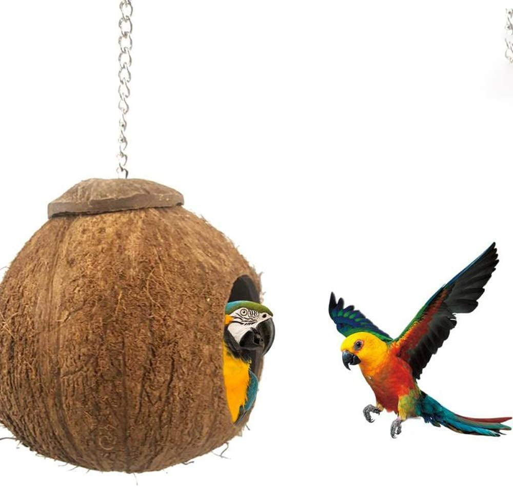 Ludlz Coconut Bird Nest,Natural Coconut Shell Bird Nest House Hut Cage ...