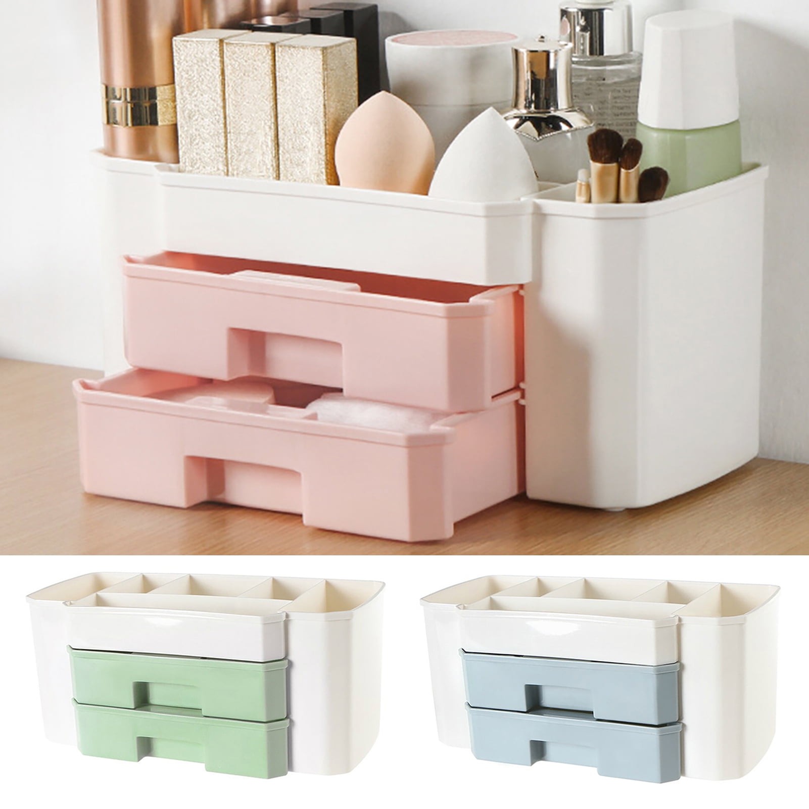 Rlohp Cosmetic Makeup Organizer, Plastic Storage Box with Drawers ...