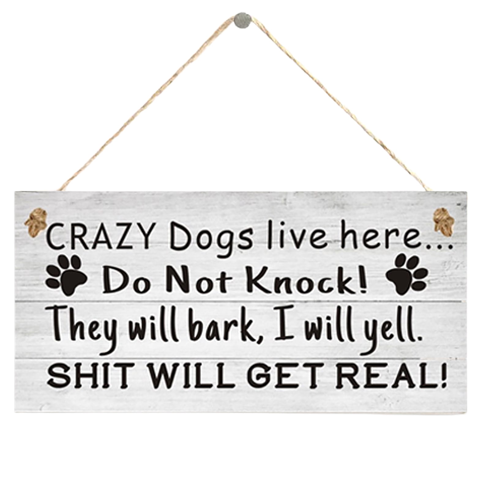 Ludlz Crazy Dog Live Here Sign, Beware of Dog Sign, Wooden Sign Easy ...