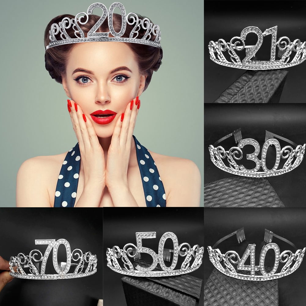 Ludlz Crystal Birthday Crown Princess Birthday Tiara Hair Accessories ...