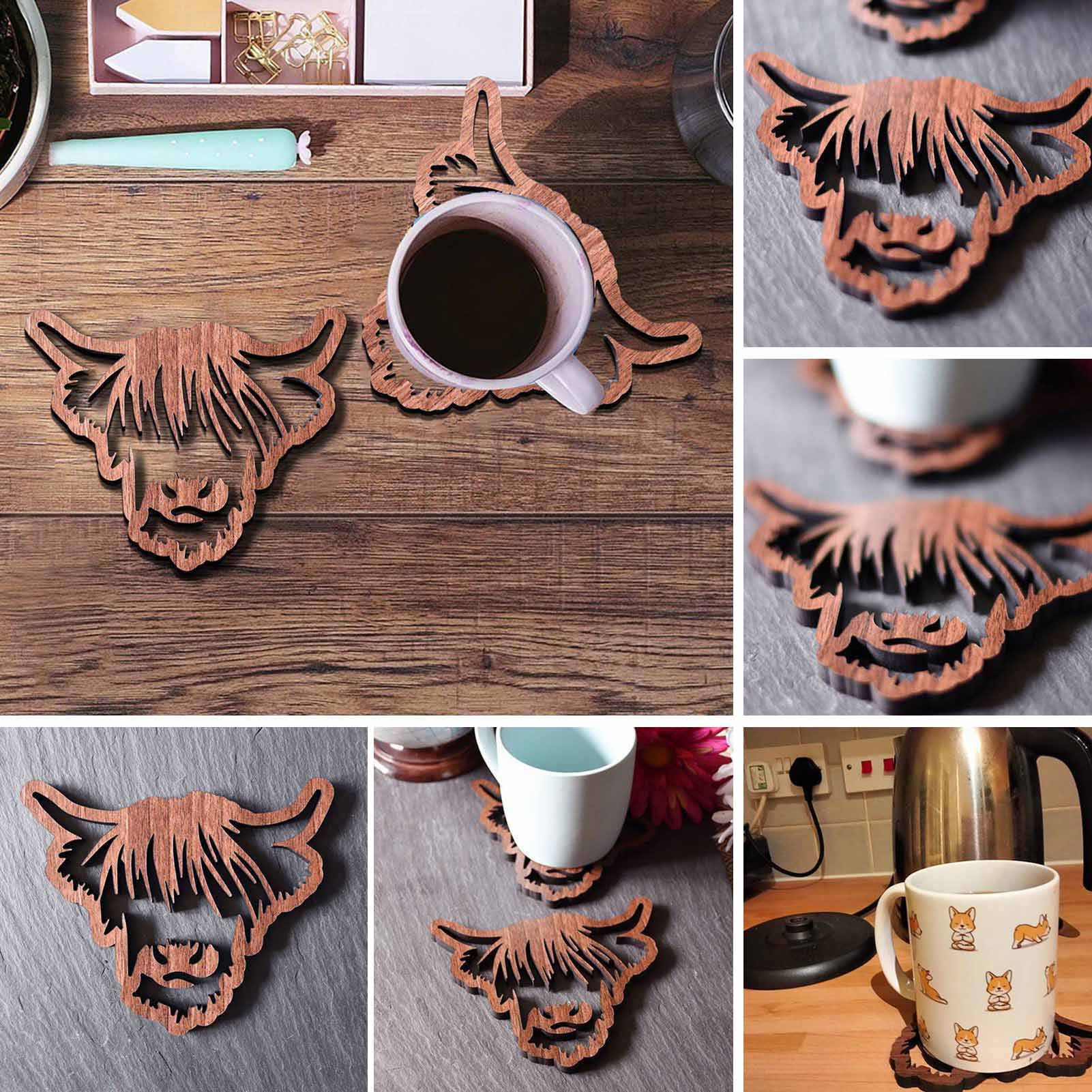 Ludlz Cup Mat Hollow Out Animal Carved Design Heat Insulation Anti ...