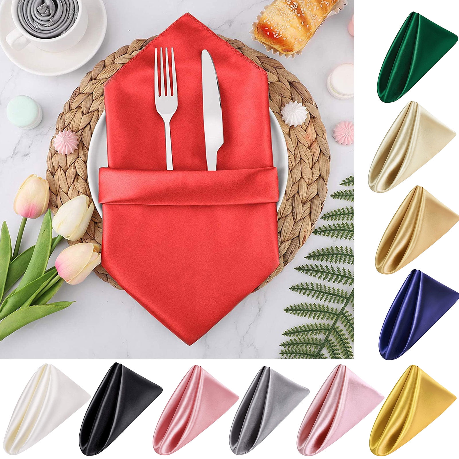 Ludlz Dinner Napkin Soft Texture Comfortable Touch Elegant Satin Dining ...