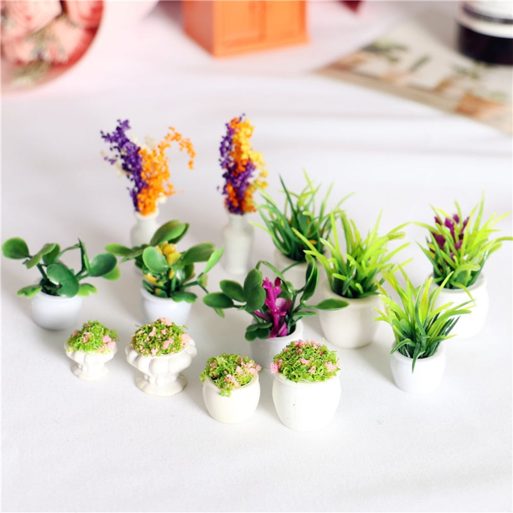 Ludlz Doll House Miniature Mini Potted Plants Model Fairy Garden ...