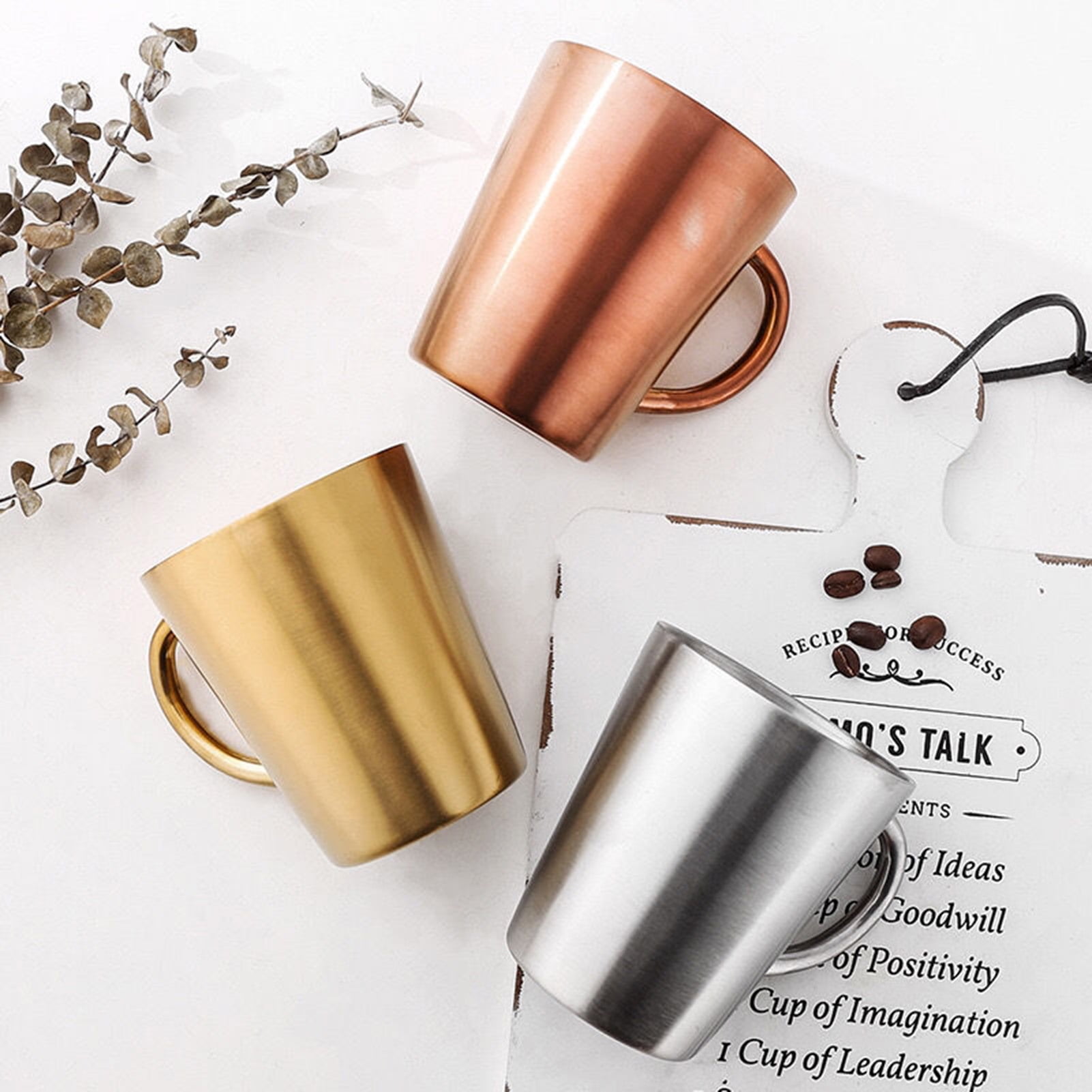 Ludlz Double-layer Water Cup Stainless Steel Beer Mug Heat Insulation ...
