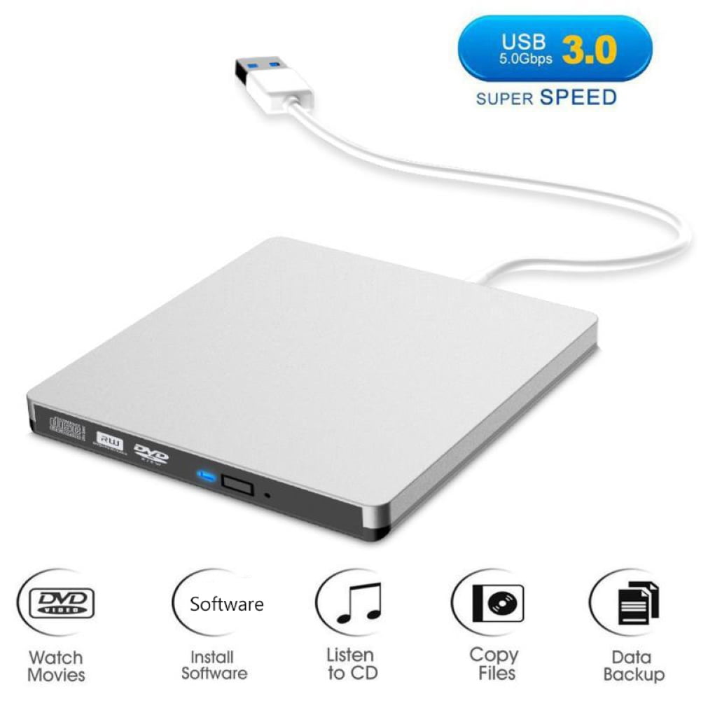 Ludlz External CD DVD Drive USB 3 0 Slim Protable DVD ROM CD RW Drive ...