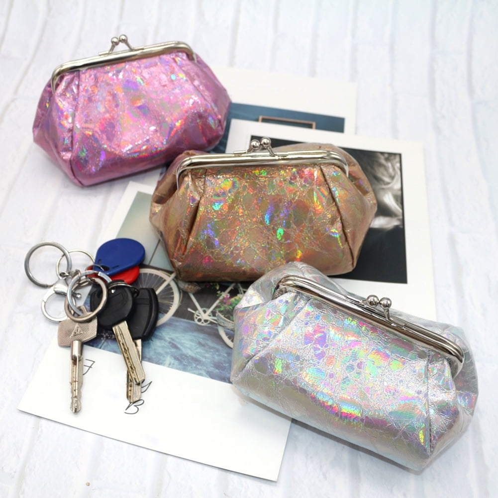 Ludlz Fashion Laser Holographic Women Kiss Lock Coin Purse Card Keys ...