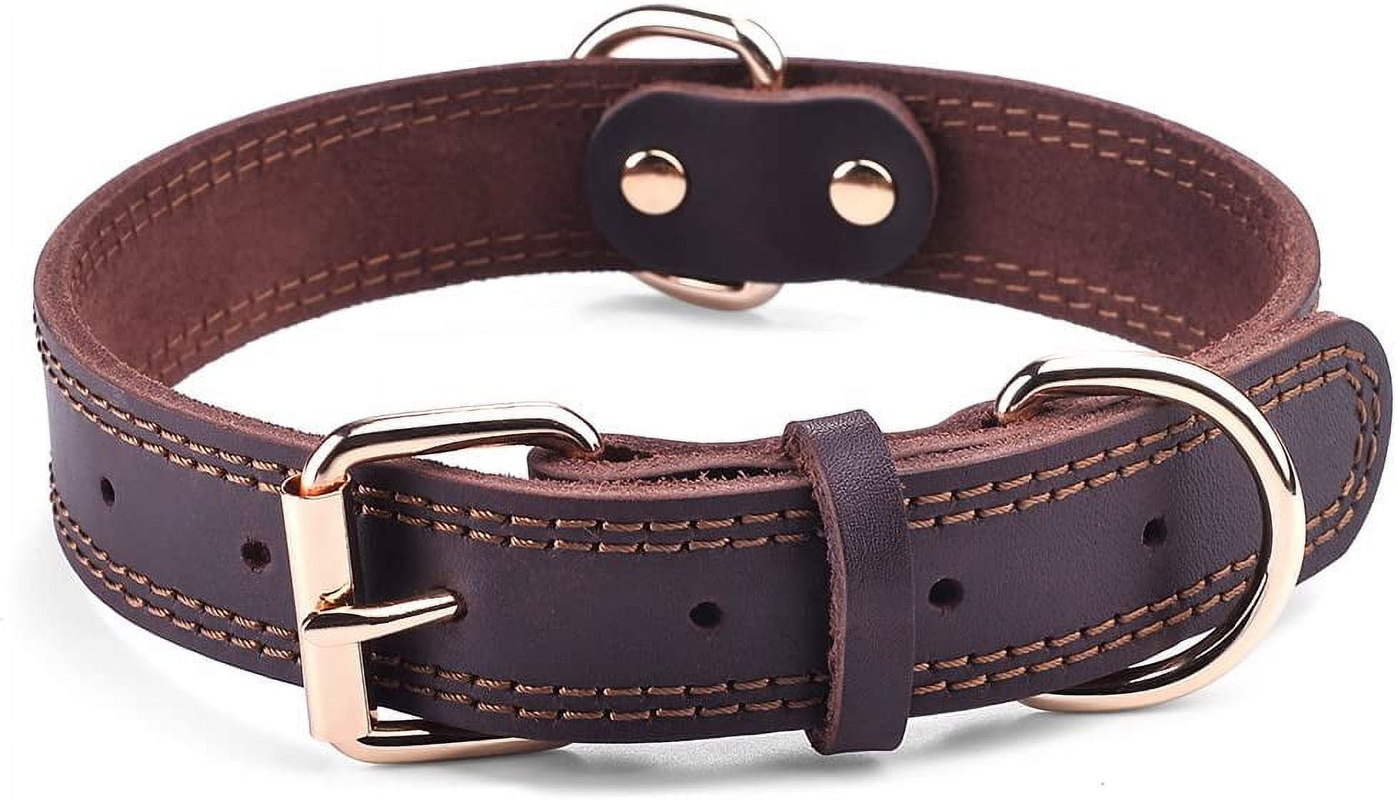 Ludlz Faux Leather Dog Collar Durable Metal Buckle Round Pet Collars ...