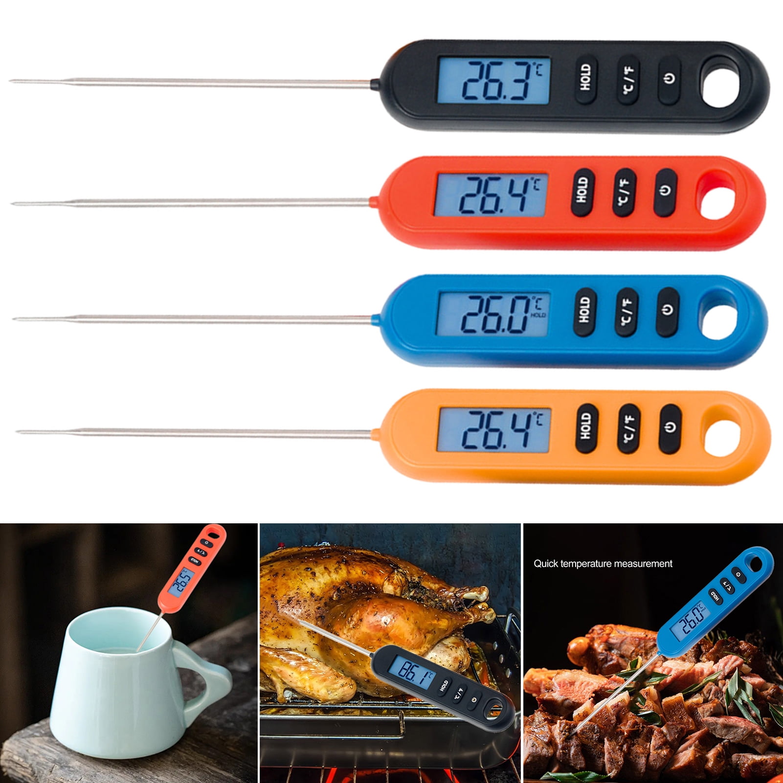 Ludlz Food Thermometer Sensitive Probe LCD Display Waterproof High ...