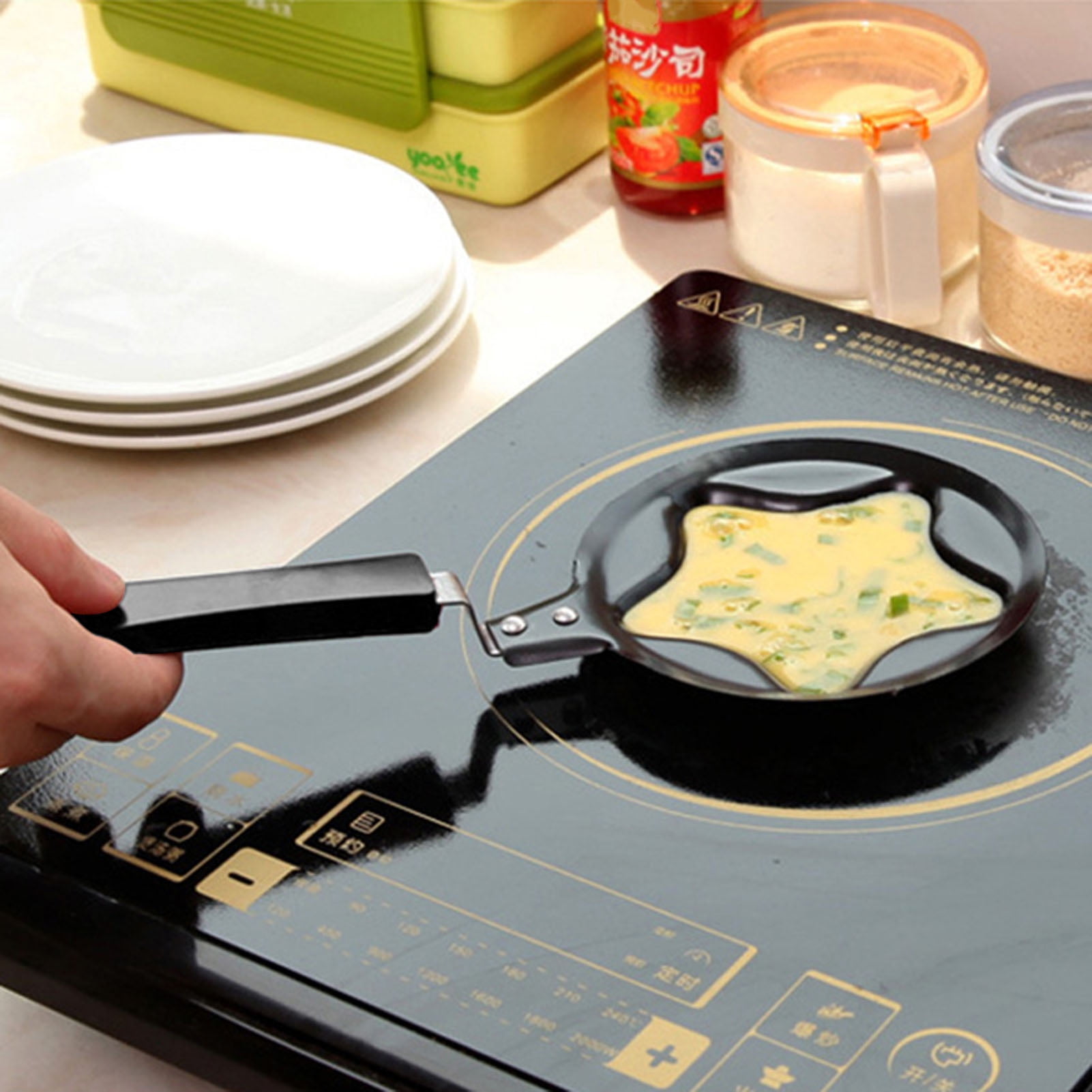 Ludlz Frying Pan Reusable Non-stick Hanging Hole Design Stainless Steel ...