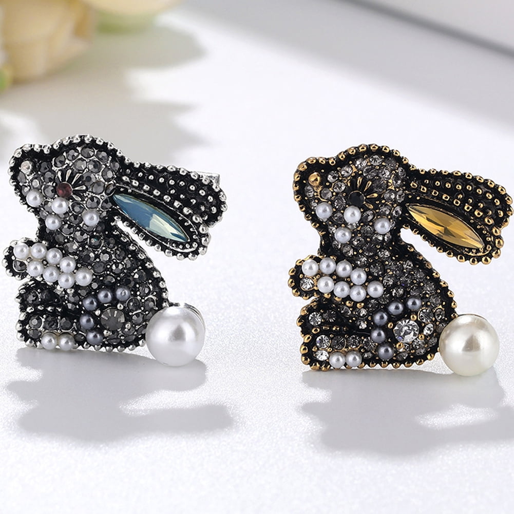 Ludlz Gorgeous Crystal Rhinestone Cute Bunny Rabbit Pin Brooch for ...