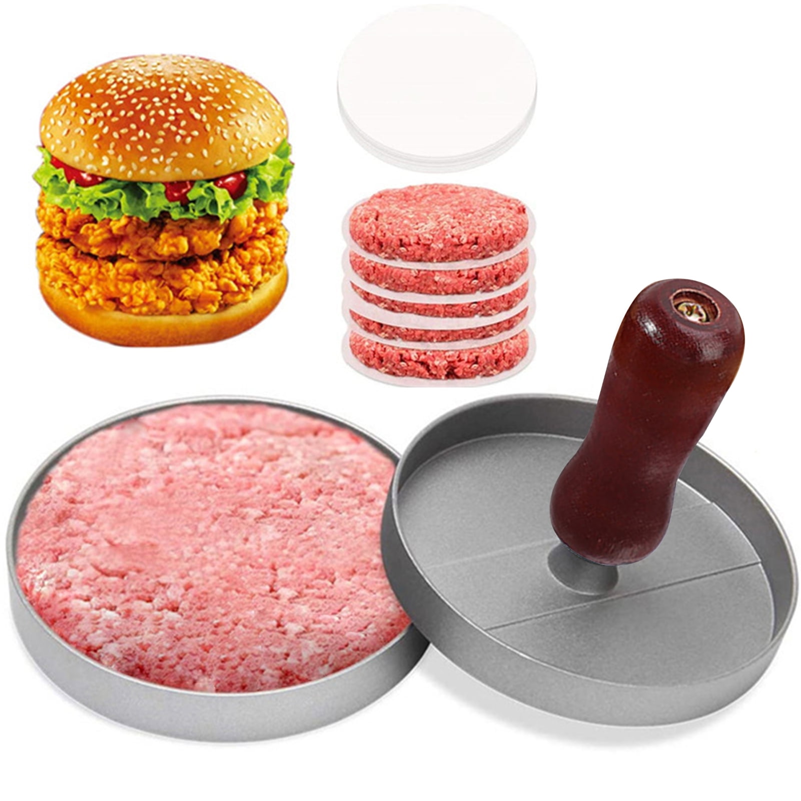 Ludlz Hamburger Press Maker Mold Non-Stick Food Grade Reusable Sausage ...