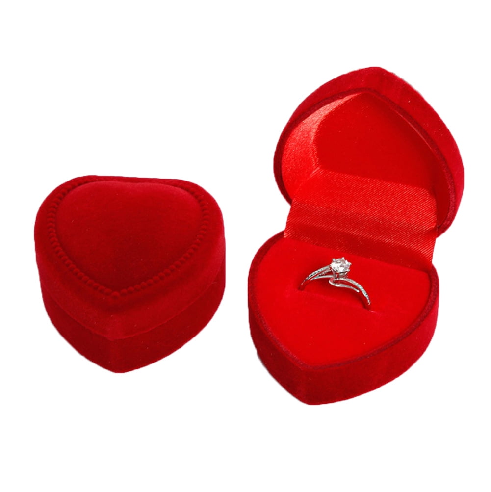Ludlz Heart Shaped Velvet Ring Box Jewelry Display Gift Box Case for ...