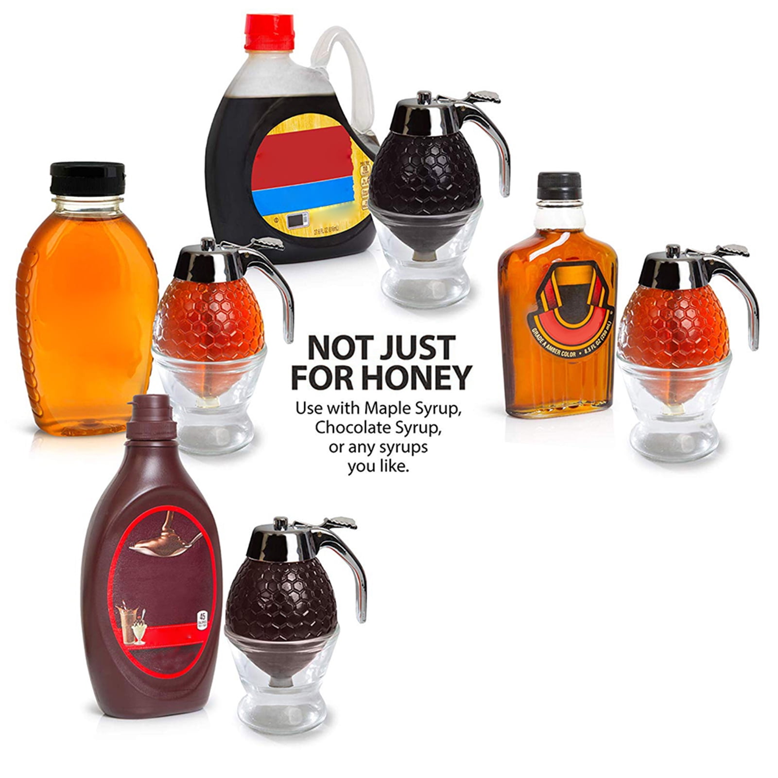 Ludlz Honey Dispenser No Drip Glass - Maple Syrup Dispenser Glass ...