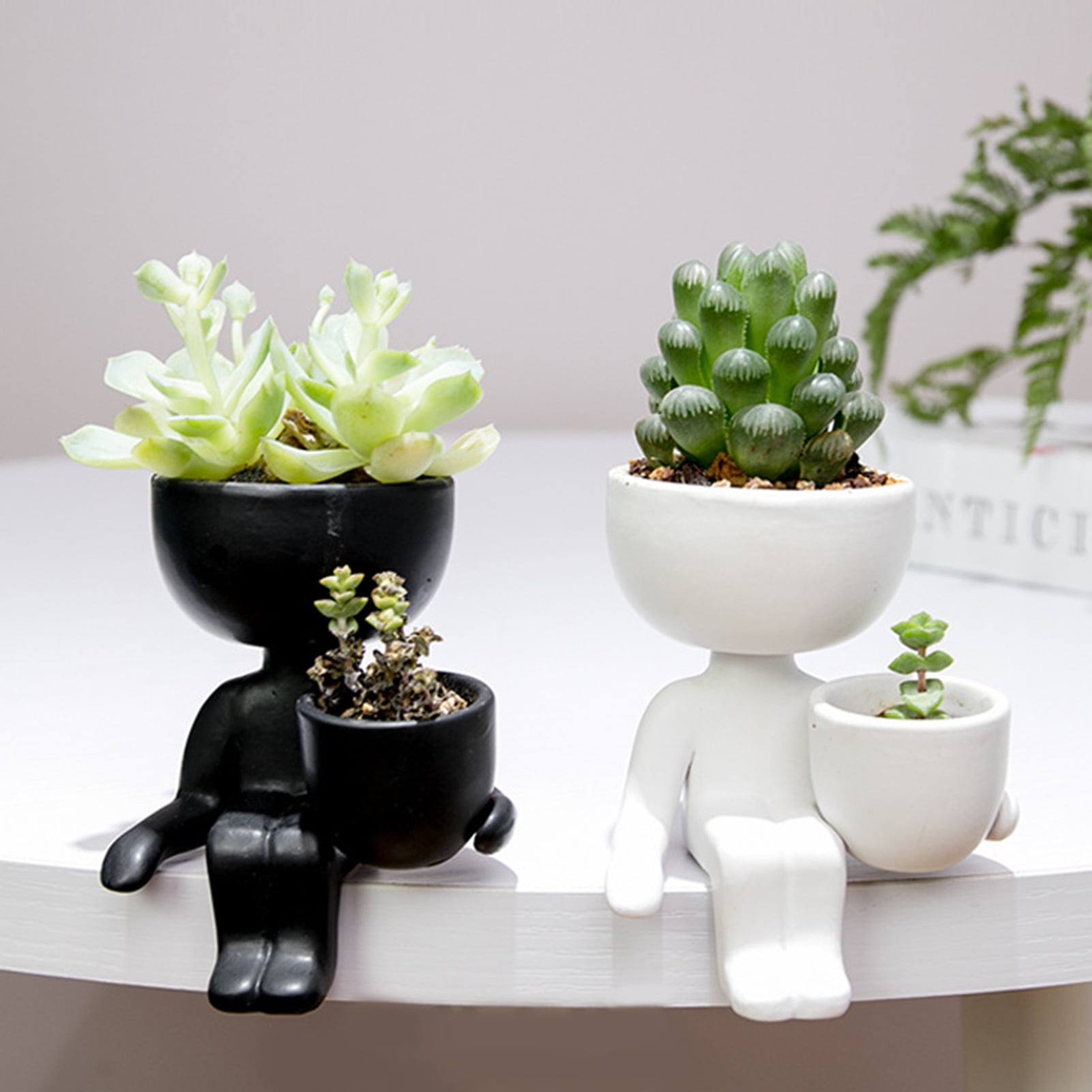 Ludlz Humanoid Ceramic Plant Pot DIY Crafts Planter Flower Vase Home ...