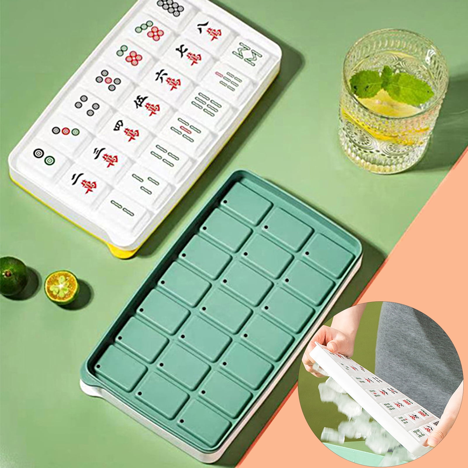 Ludlz Ice Cube Tray Mahjong Design 21 Grids Easy Demolding Food-grade ...