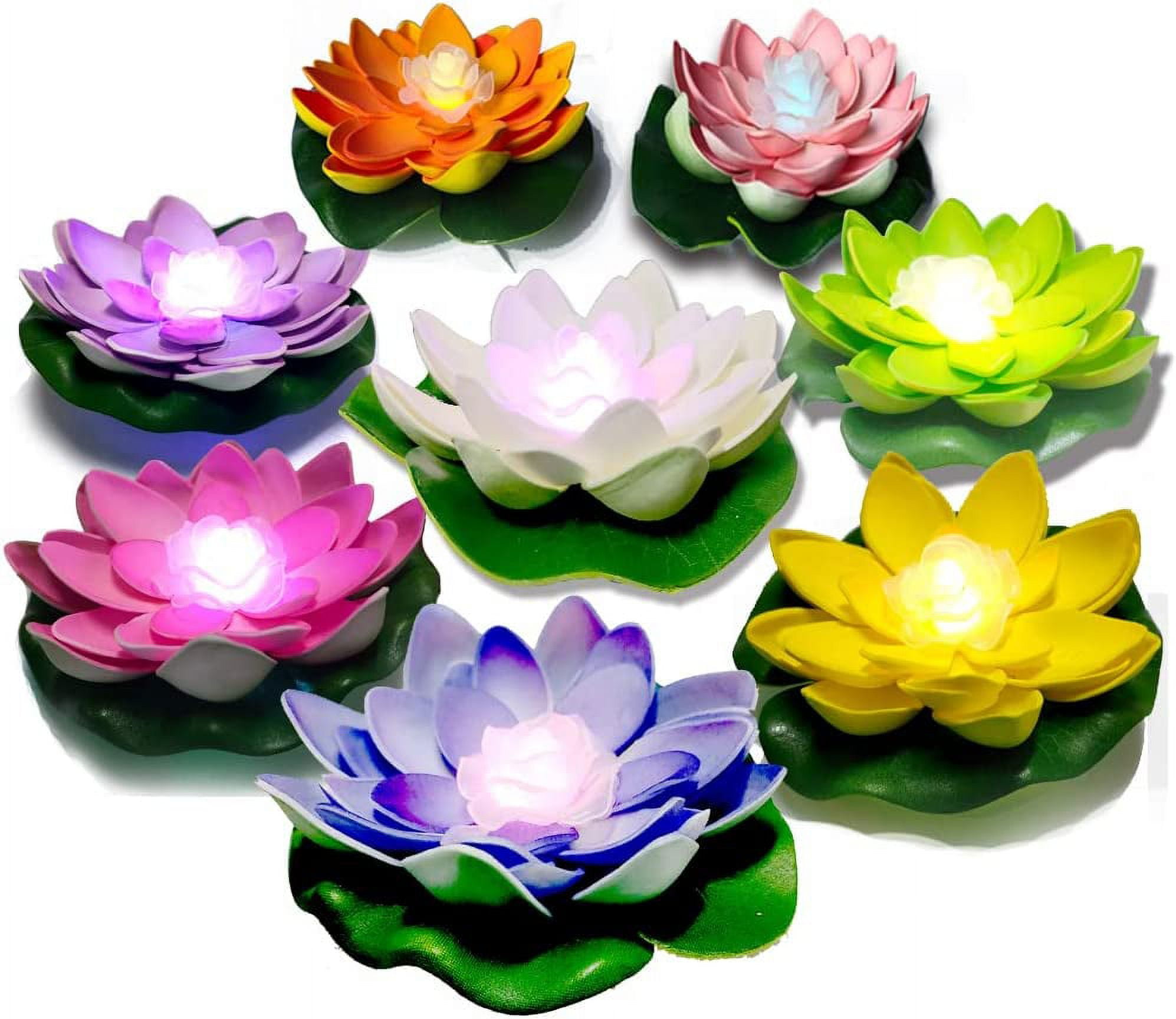 Ludlz LED Waterproof Floating Lotus Light, Pond Light, Battery Operated ...