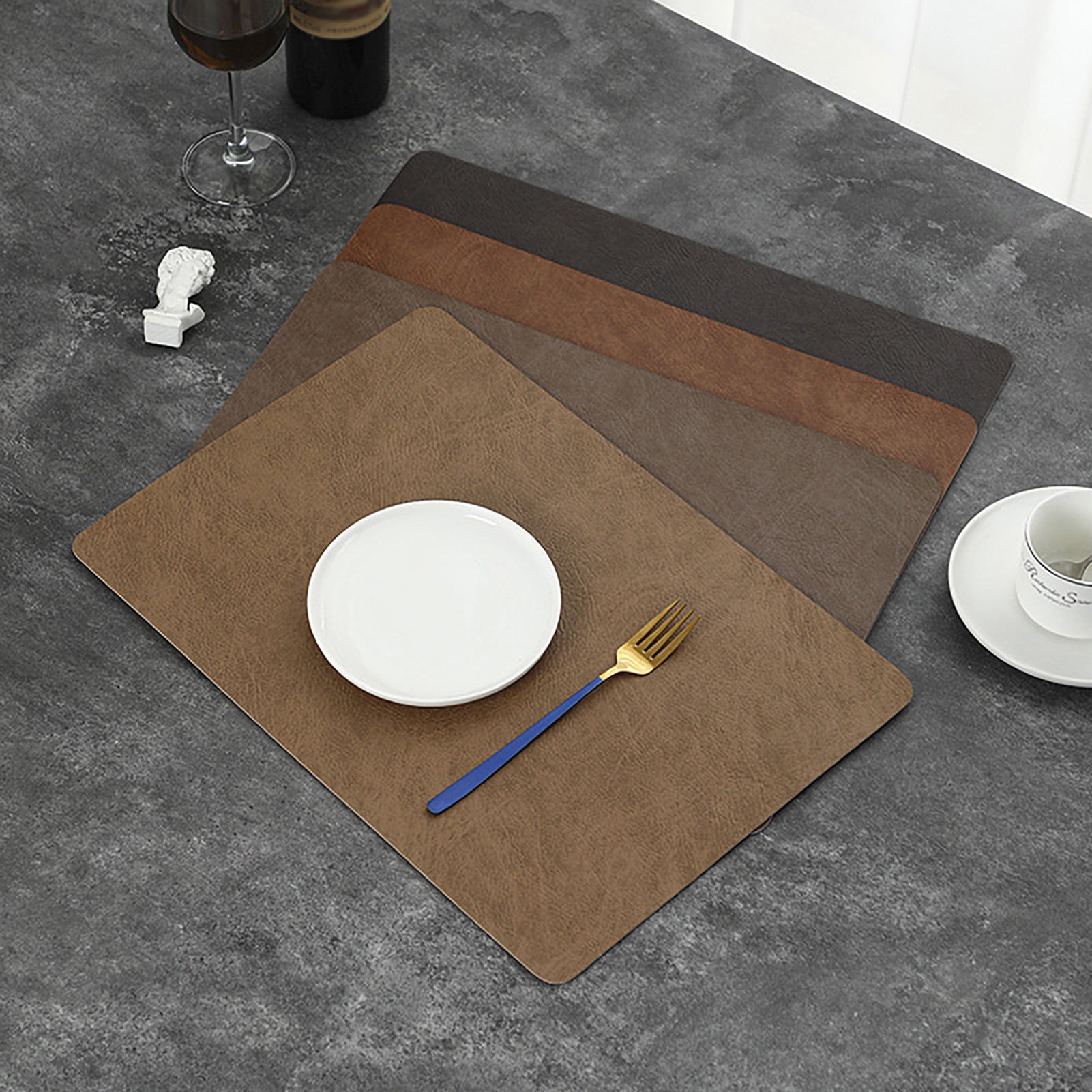 Ludlz Light Luxury Solid Placemat Faux Leather High Elastic Soft Touch ...
