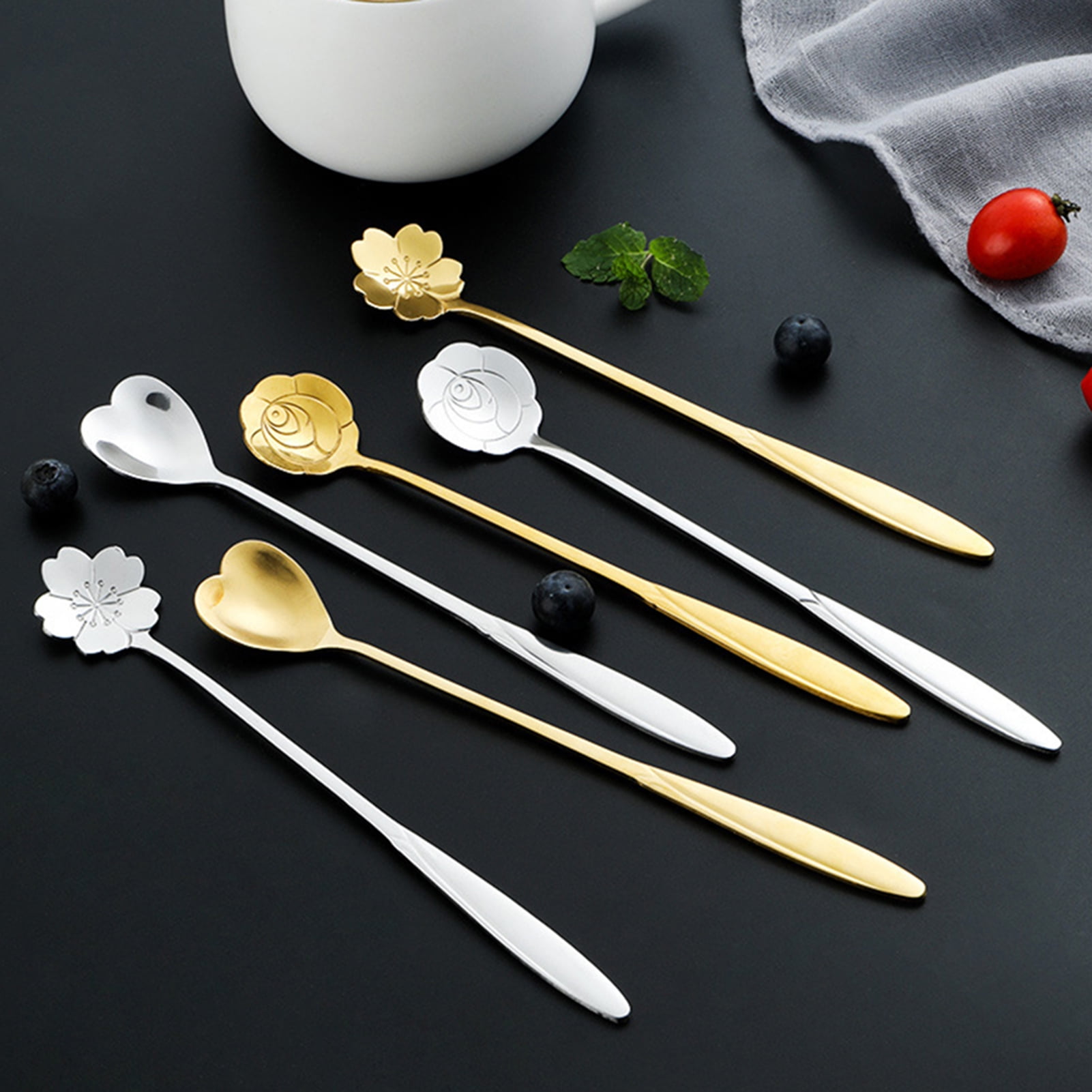 Ludlz Long Handle Iced Teaspoon, Fine Stainless Steel Mixing Stirring ...