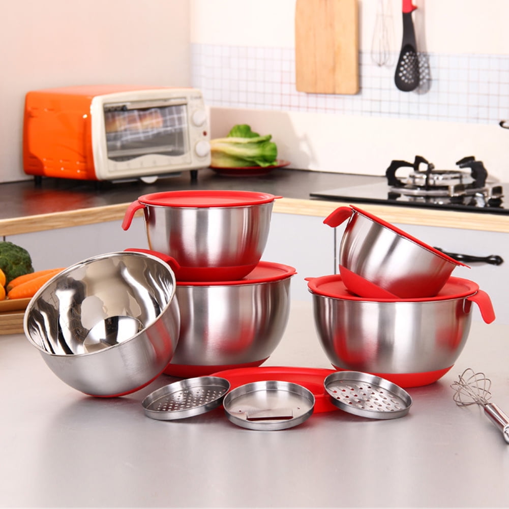 Ludlz Mixing Bowls with Airtight Lids,Stainless Steel Metal Bowls Chef ...