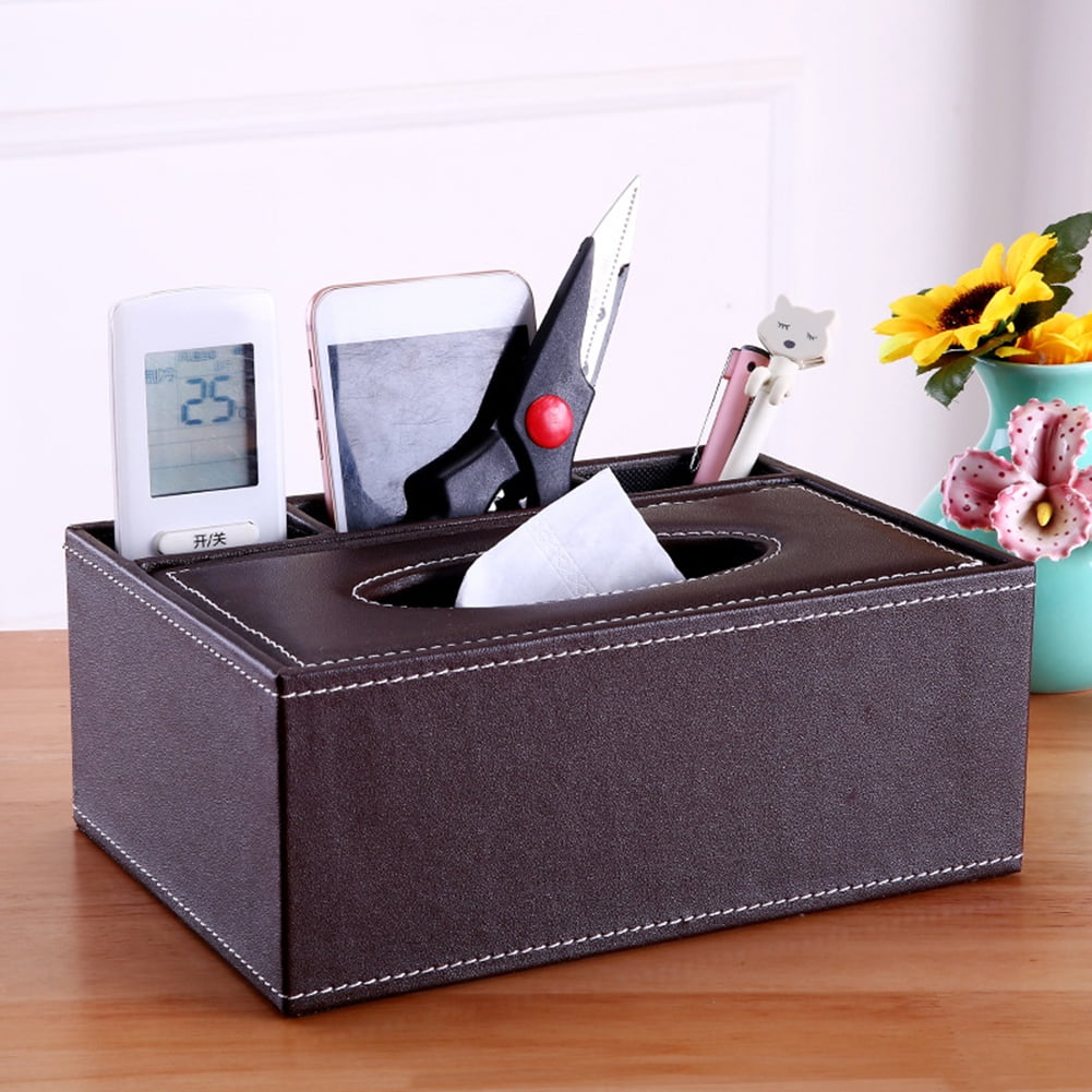 Ludlz Multifunction Leather Pen Pencil Remote Control Holder and Tissue ...