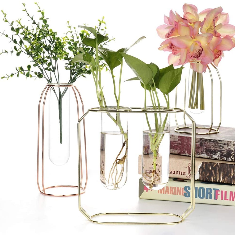 Ludlz Nordic Metal Modern Tabletop Metal Frame Test Tube Vase Planter ...