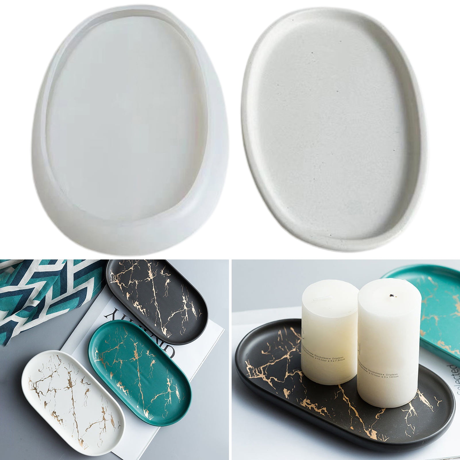 Ludlz Oval Tray Mold DIY Silicone Resin Tray Reusable Non-sticky Oval ...