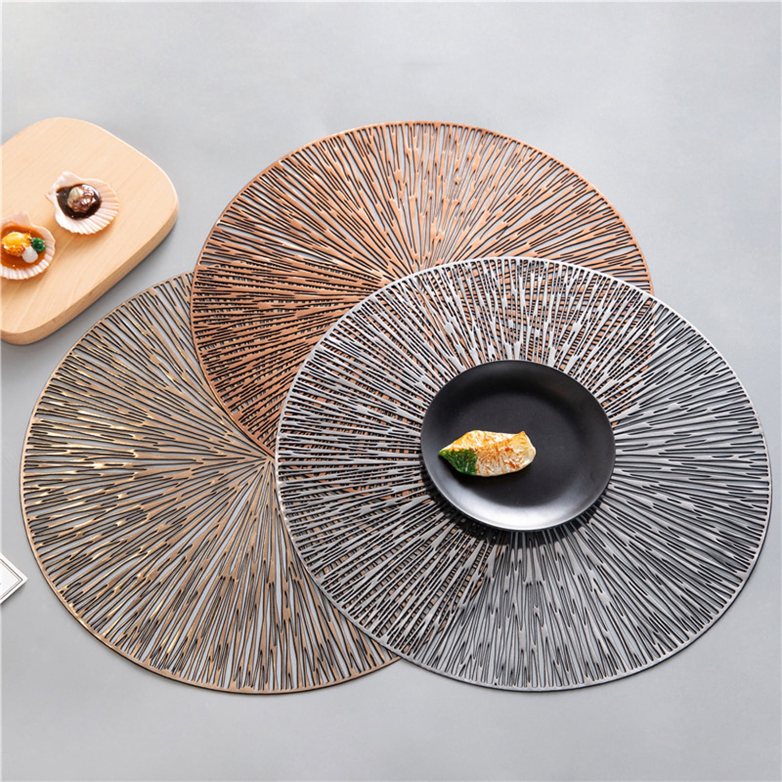 Ludlz PVC Hollow Round Placemat Heat Insulation Table Mat Non-slid ...