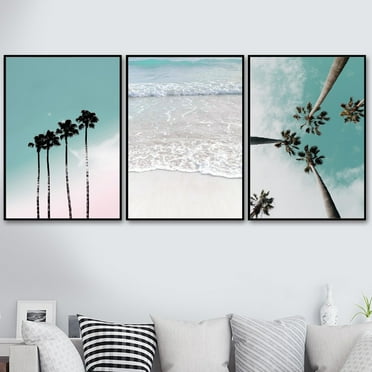 LED Lighted Tropical Paradise Island Beach Scene Canvas Wall Art 15.75 ...